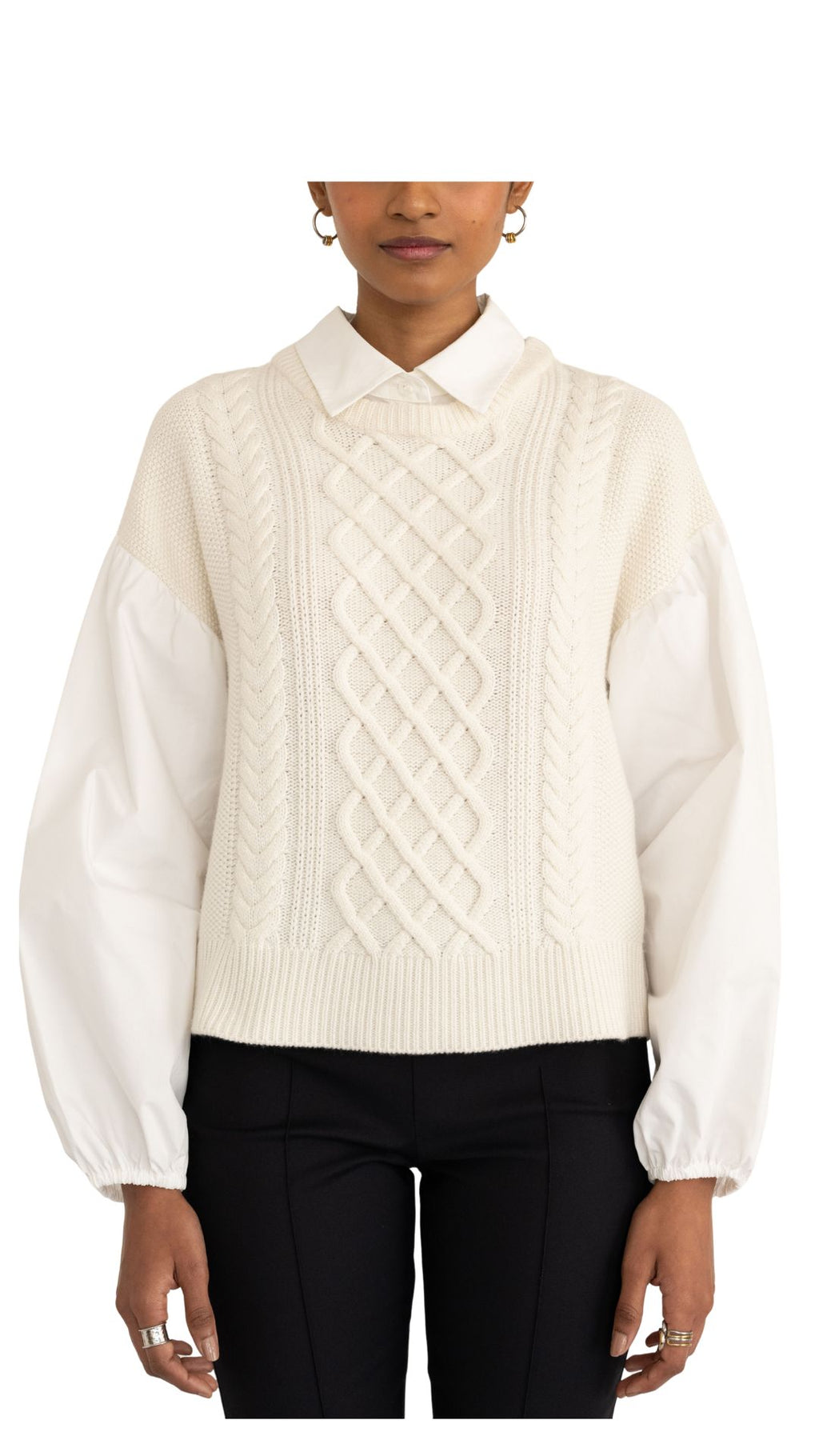 Skye Cable Shirt - Ivory – Monkee's of Athens